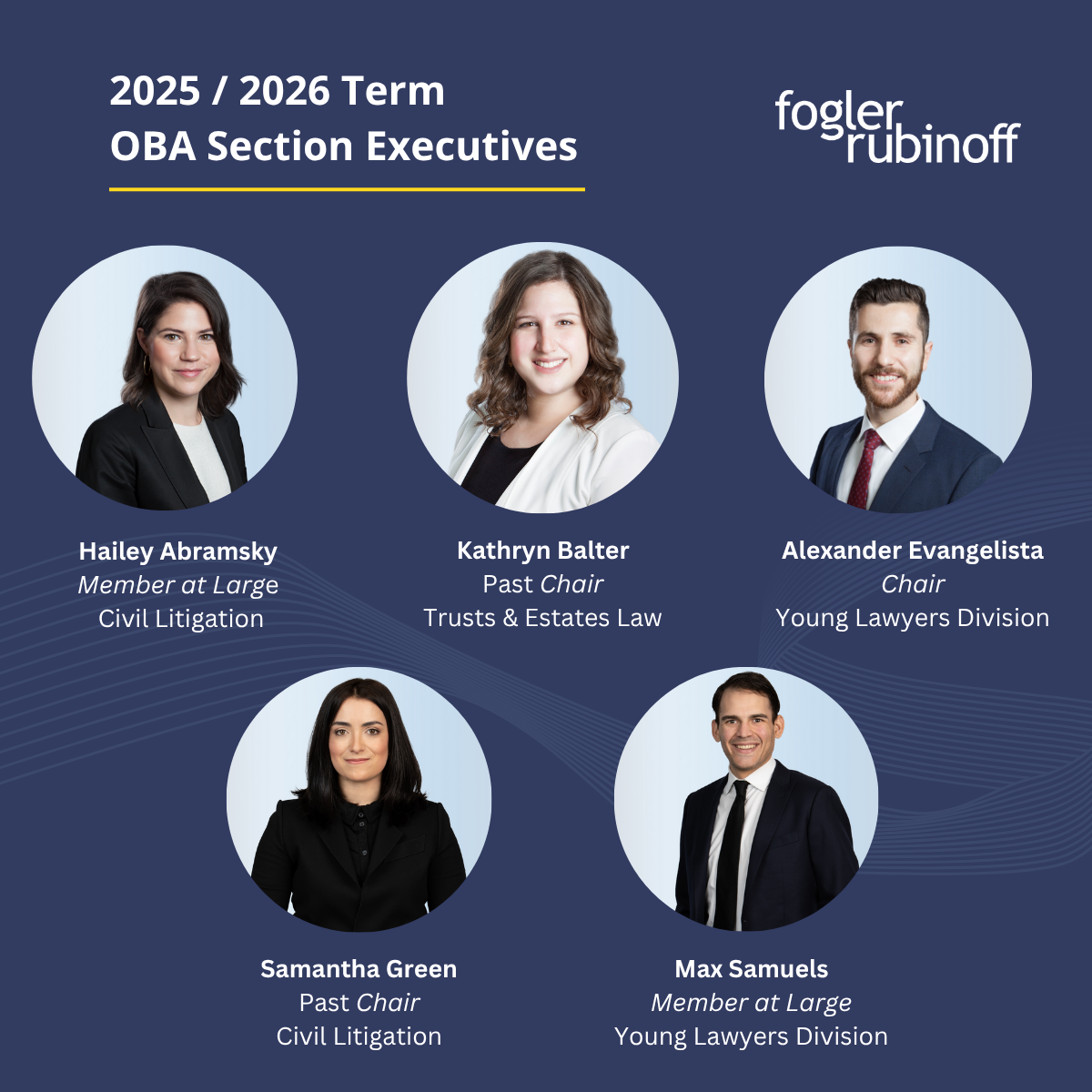 2025 / 2026 OBA Section Executives - Fogler, Rubinoff LLP